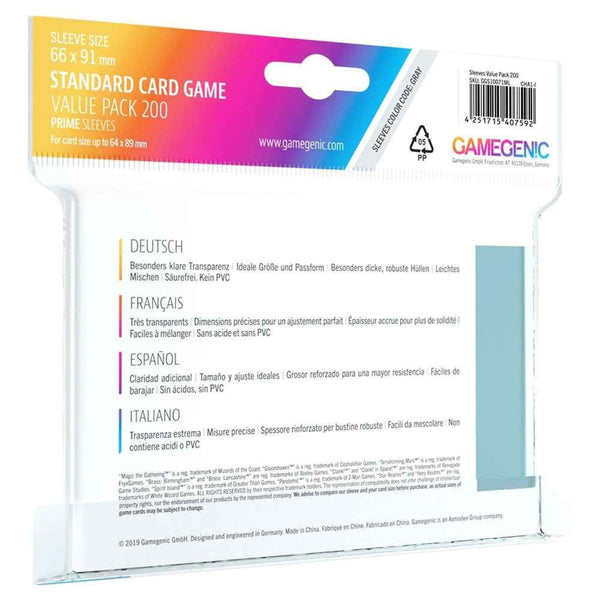 Gamegenic Prime Sleeves: Standard Card Game Value 200 Pack – Game Centre Nz